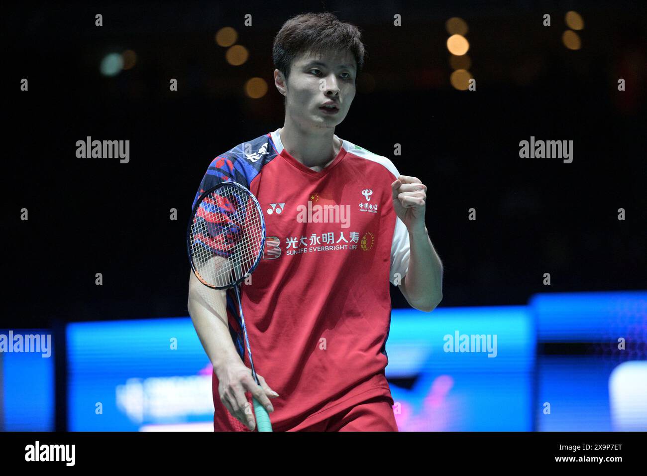 Singapore. 2nd June, 2024. Shi Yuqi celebrates scoring during the men's ...