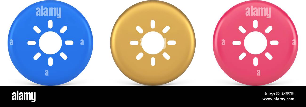 Brightness button sun light warm cold contrast digital interface 3d ...