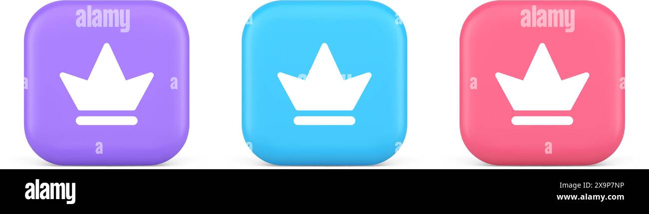 Crown button royal medieval king queen headdress web app 3d realistic ...