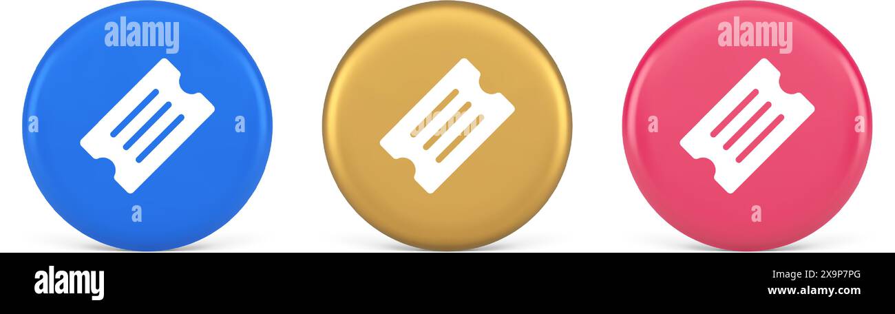 Ticket pass coupon raffle lottery cinema show entrance permission 3d ...