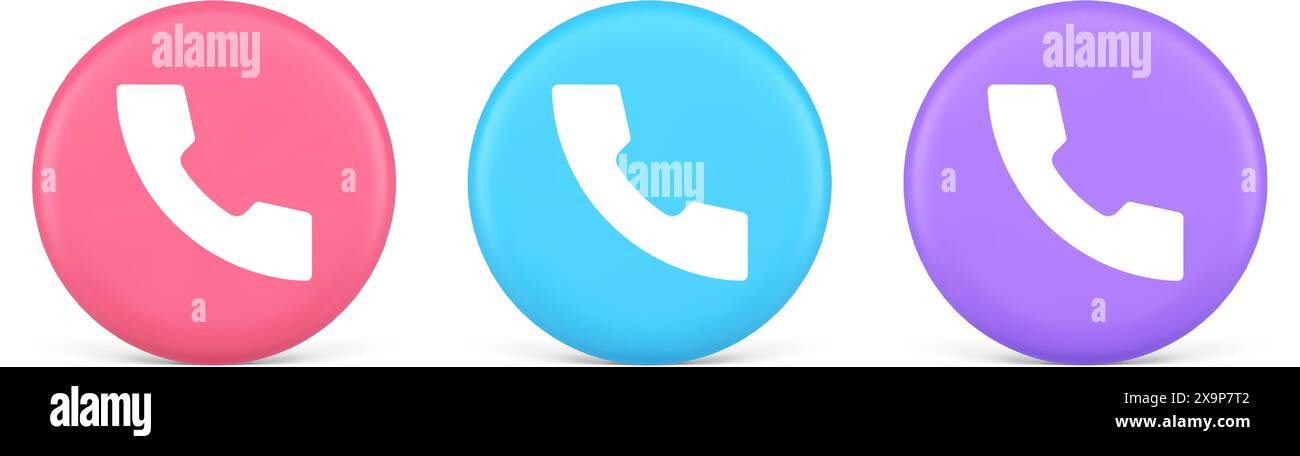 Helpline hotline call center phone handset squared button 3d realistic ...