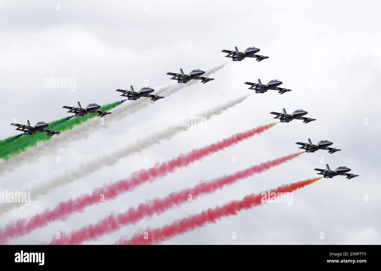 Rome, Italy. 2nd June, 2024. Jets of the Italian aerobatic squad Frecce ...