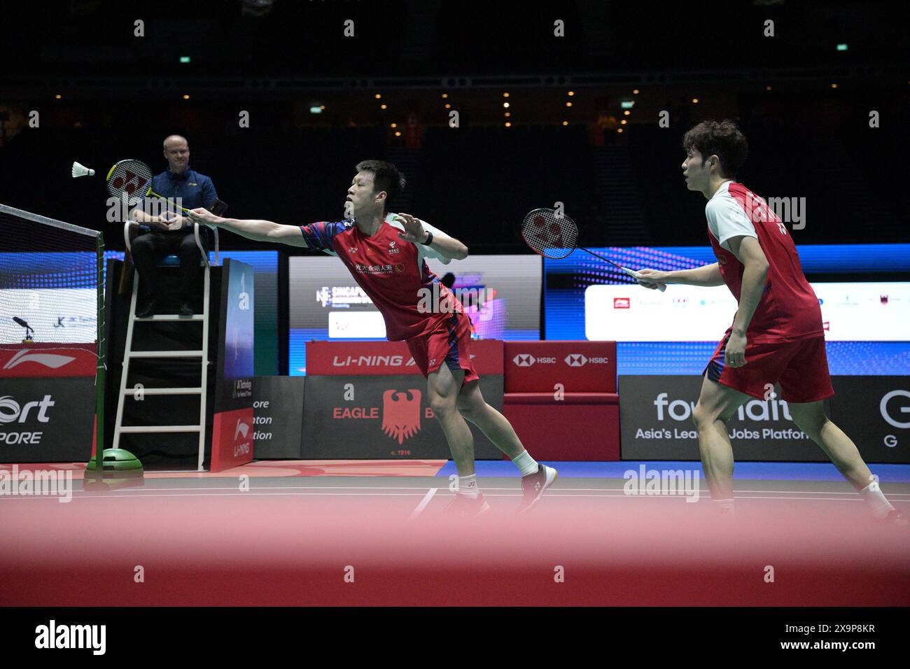 Singapore. 2nd June, 2024. He Jiting (R)/Ren Xiangyu compete during the ...