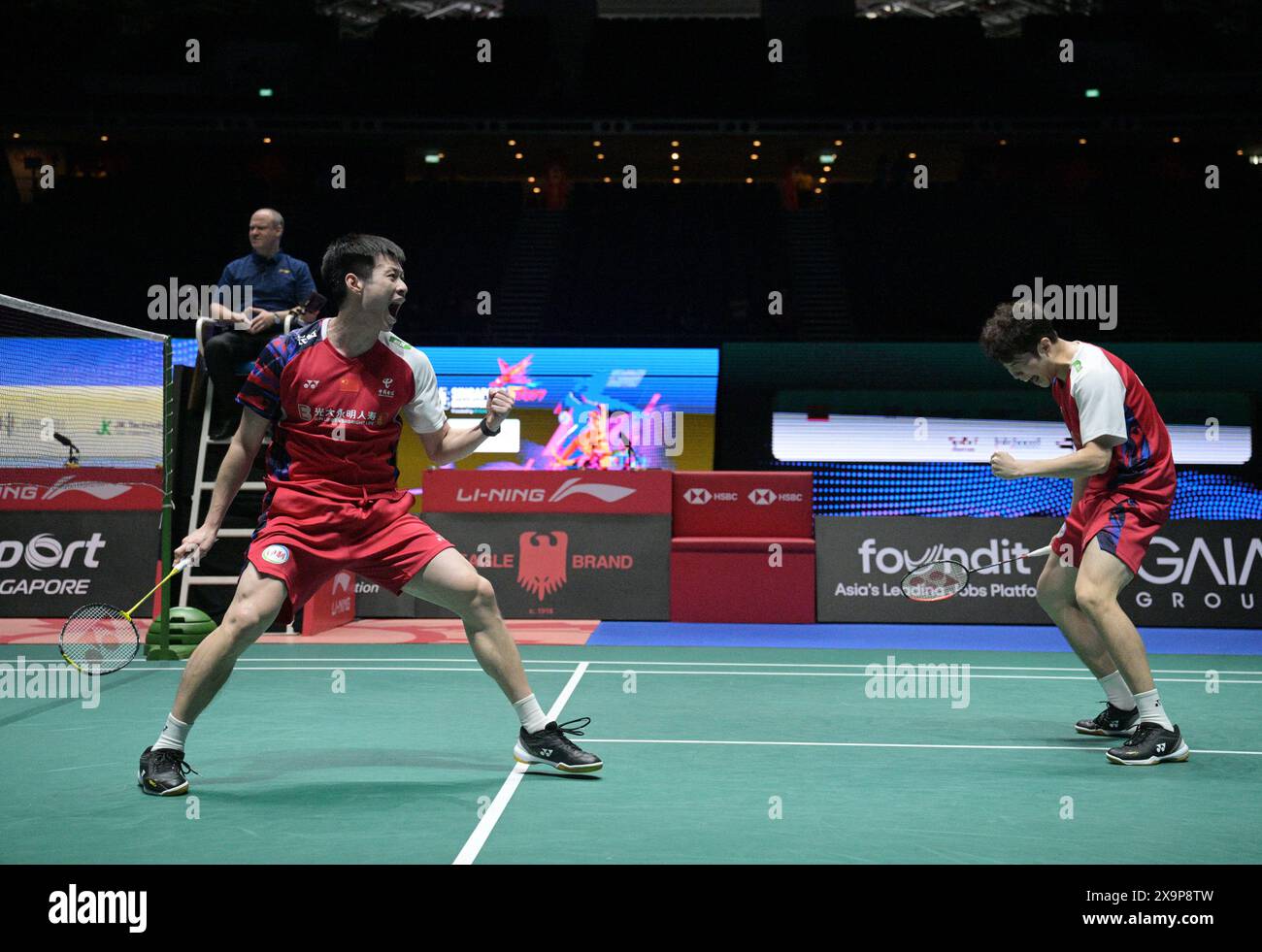 Singapore. 2nd June, 2024. He Jiting (R)/Ren Xiangyu celebrate winning ...