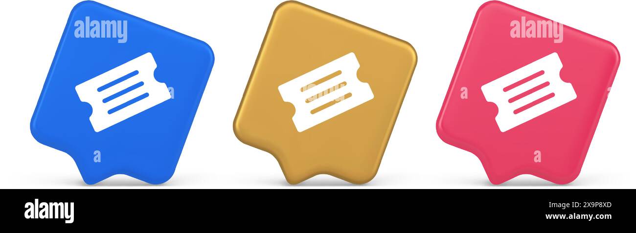 Ticket pass coupon raffle lottery cinema show entrance permission 3d ...