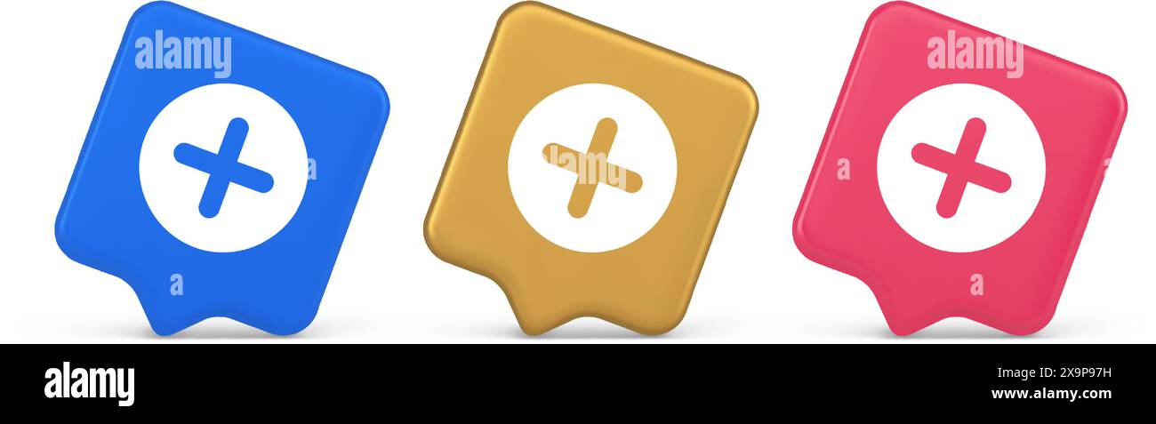 Plus Add Button Mathematical Addition Symbol 3d Realistic Speech Bubble