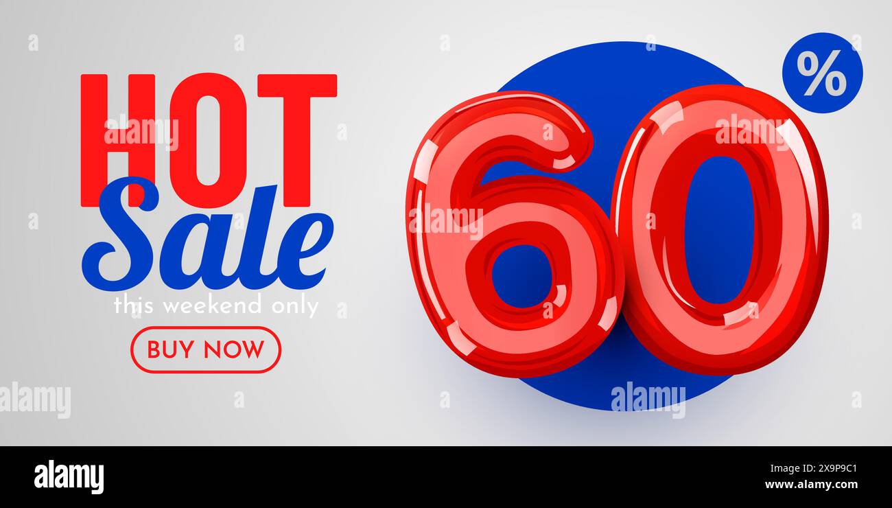 60 percent Off. Discount creative composition. Mega Sale. Vector ...