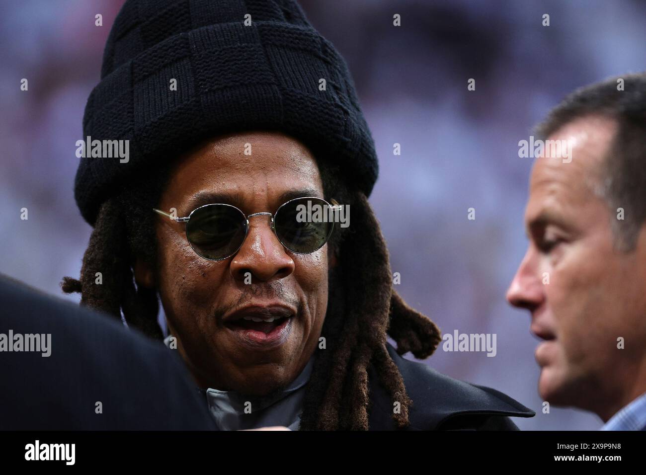 Musician Jay-Z looks on prior to the 2023/2024 Champions League Final ...