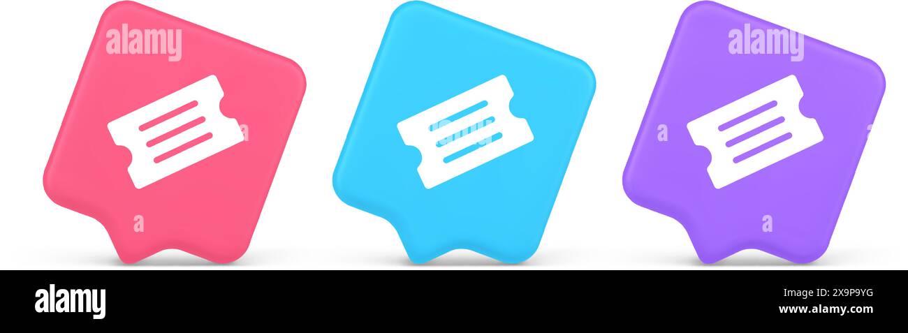 Ticket pass coupon raffle lottery cinema show entrance permission 3d ...