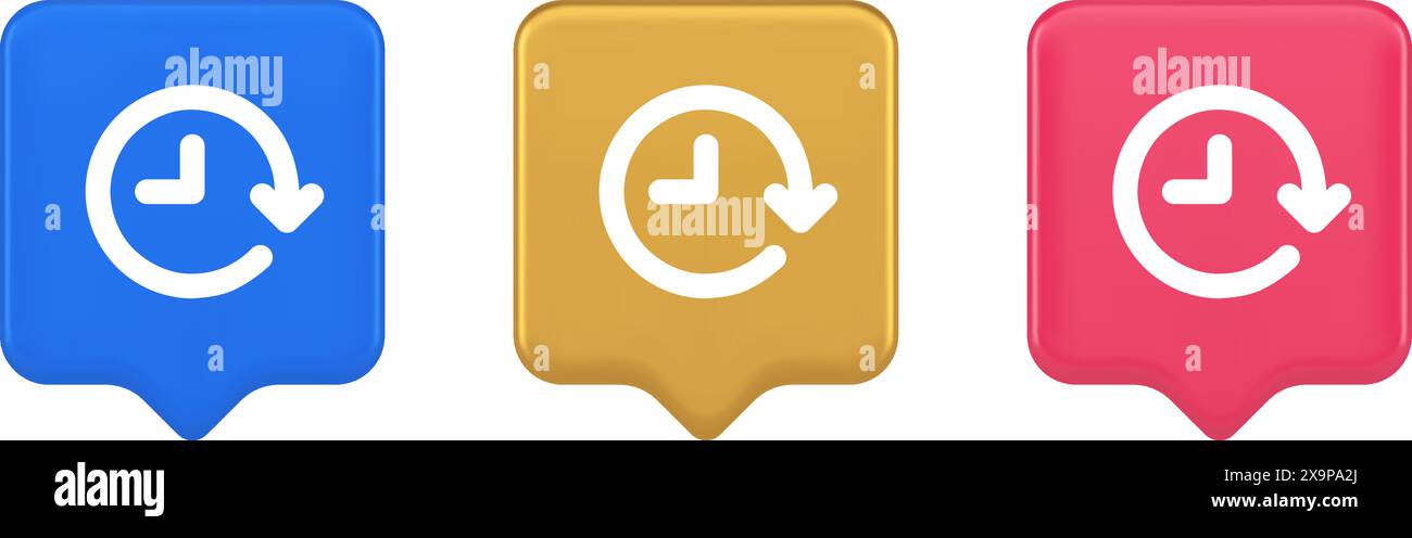 Clock in circle arrow button time countdown deadline chronometer 3d ...