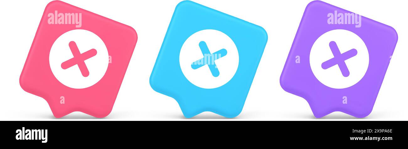 Cross button cancel reject decline negative forbidden fail 3d realistic ...