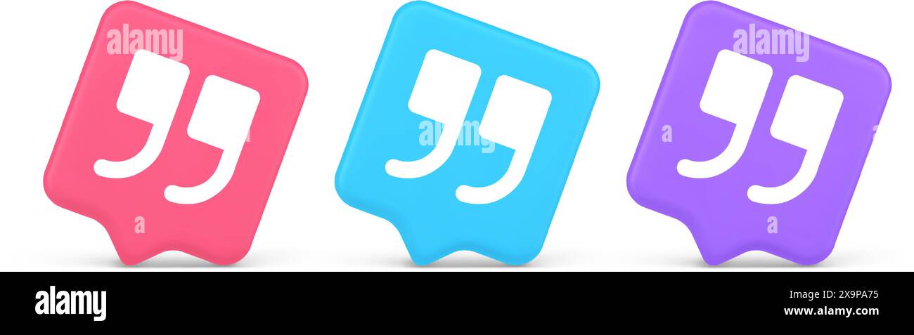 Quotes mark button chat comment cyberspace conversation dialogue 3d ...