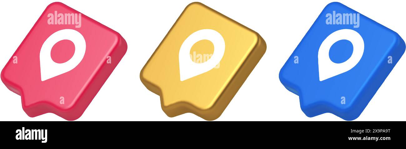 GPS map pin location service button application direction distance pointer 3d realistic speech ...