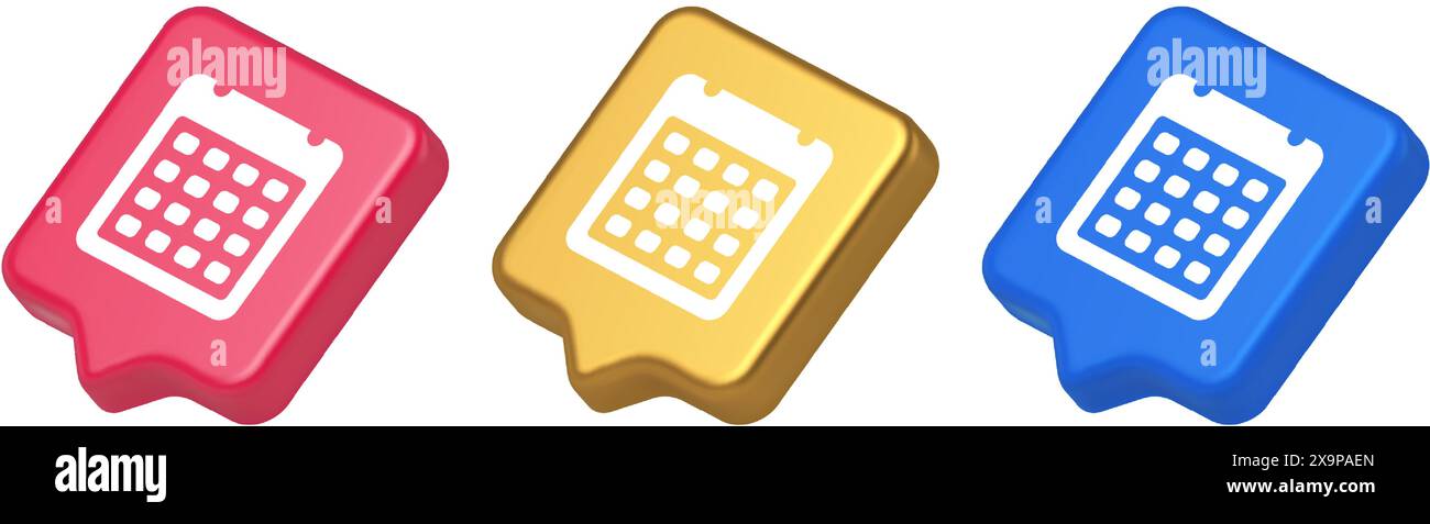 Calendar schedule button agenda event appointment reminder 3d realistic ...