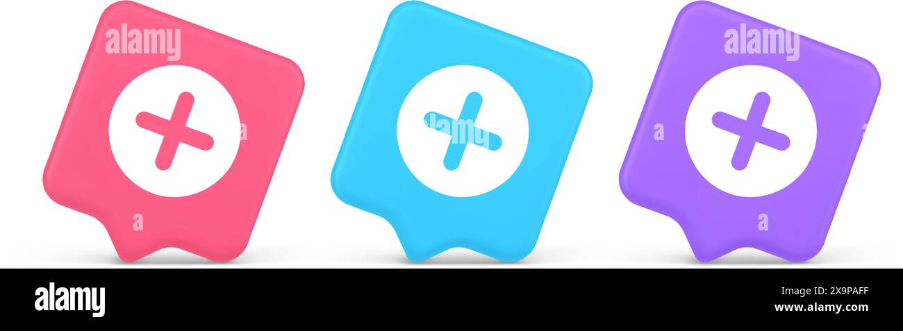 Plus add button mathematical addition symbol 3d realistic speech bubble ...