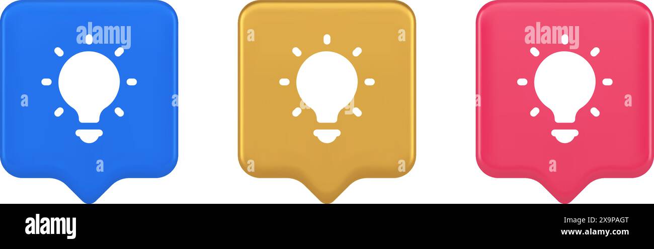 Light bulb illuminated innovation idea button brainstorming creative ...