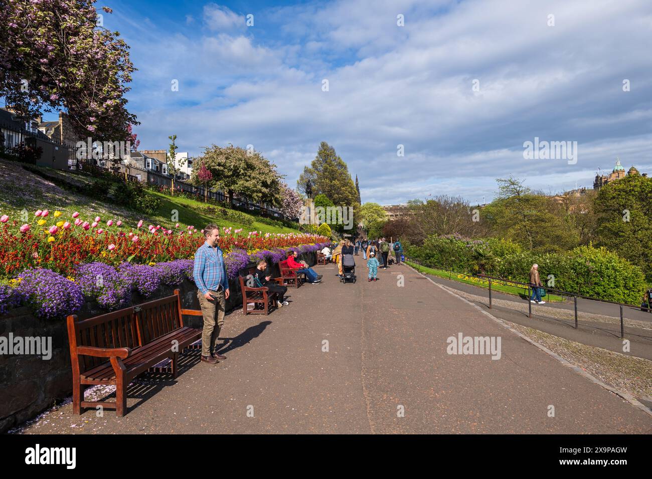 Edinburgh, Scotland, UK - May 9, 2023: People at Princes Street Gardens ...