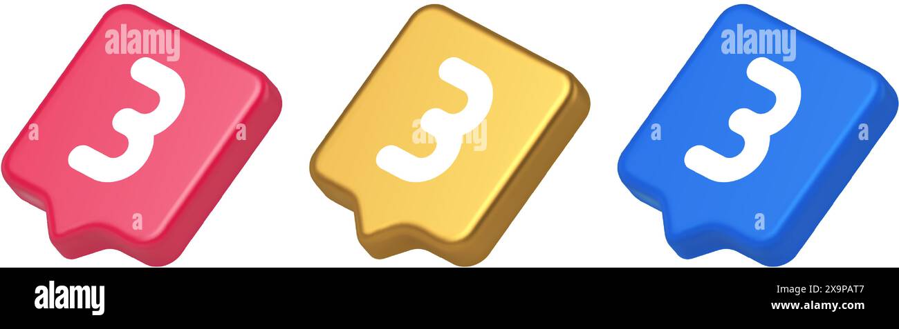 Three number button internet communication texting message character 3d ...
