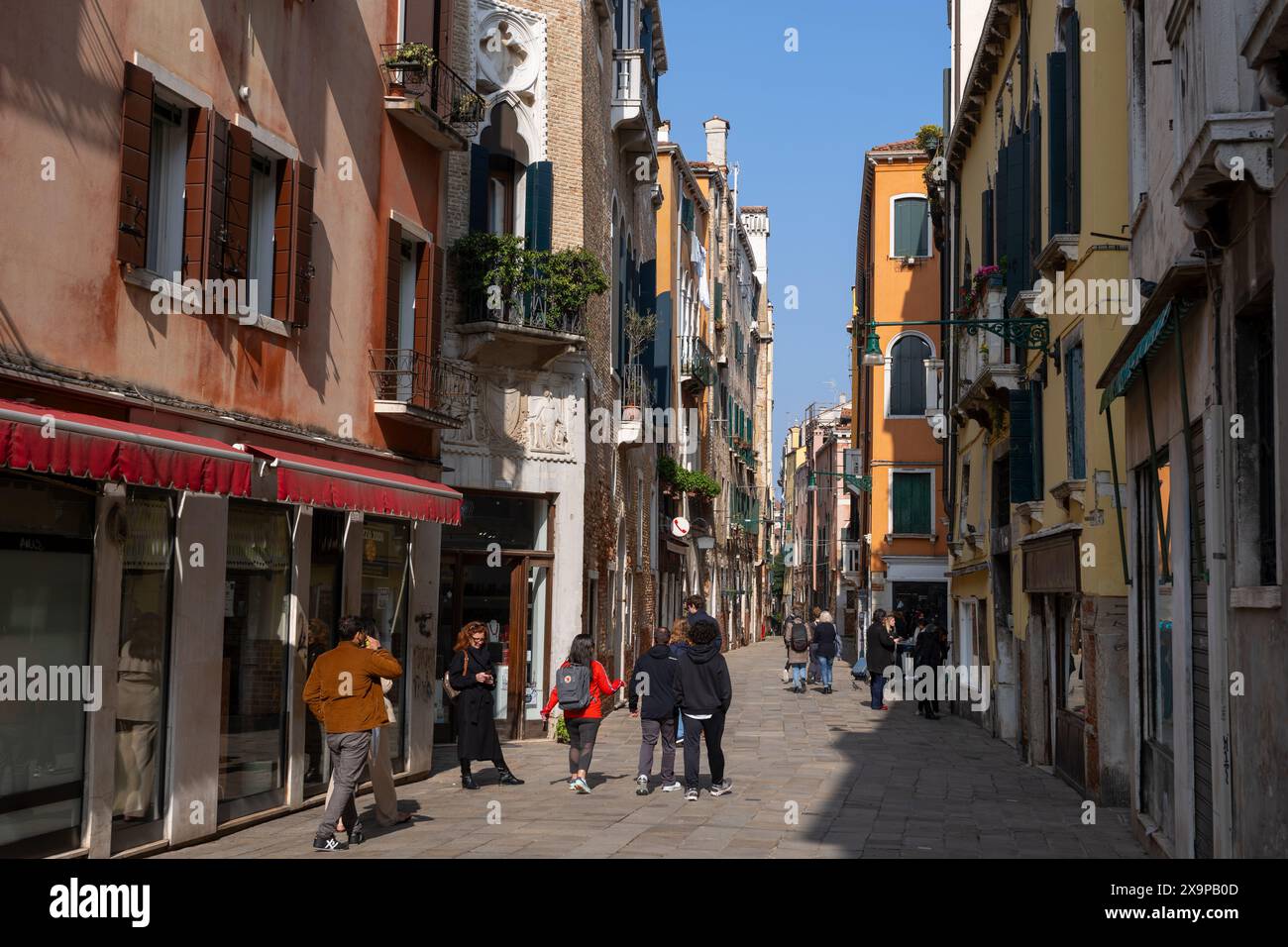 Venice, Italy - March 19, 2024 - Rio Tera Secondo street in San Polo ...