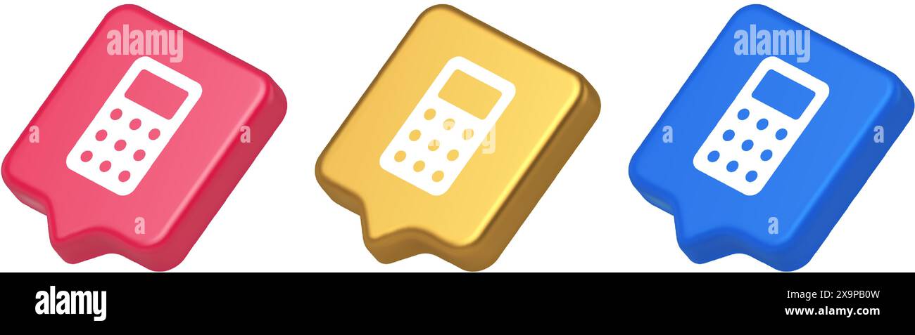 Calculator button mathematical number counting web application design 3d realistic speech bubble ...