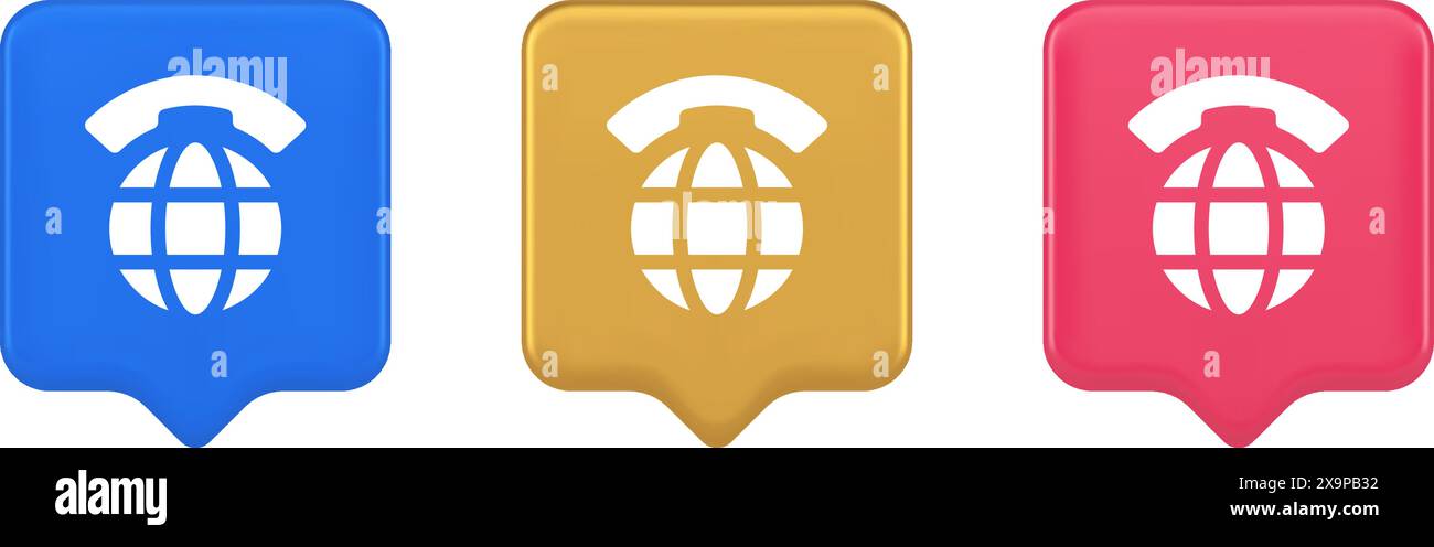 Global communication internet call connection button planet with ...