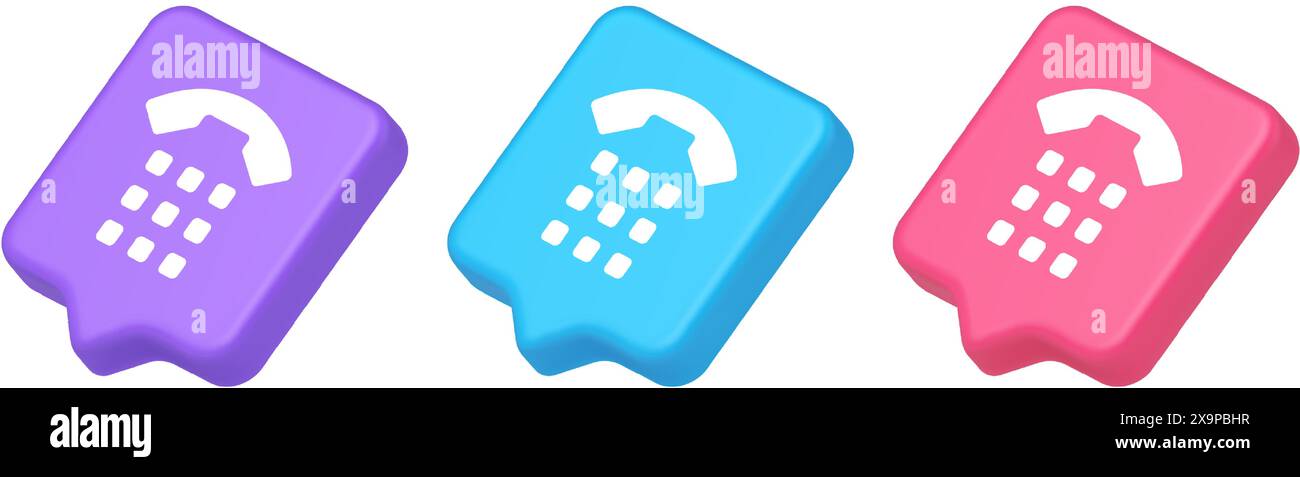 Phone call button application handset mobile contact communication 3d ...