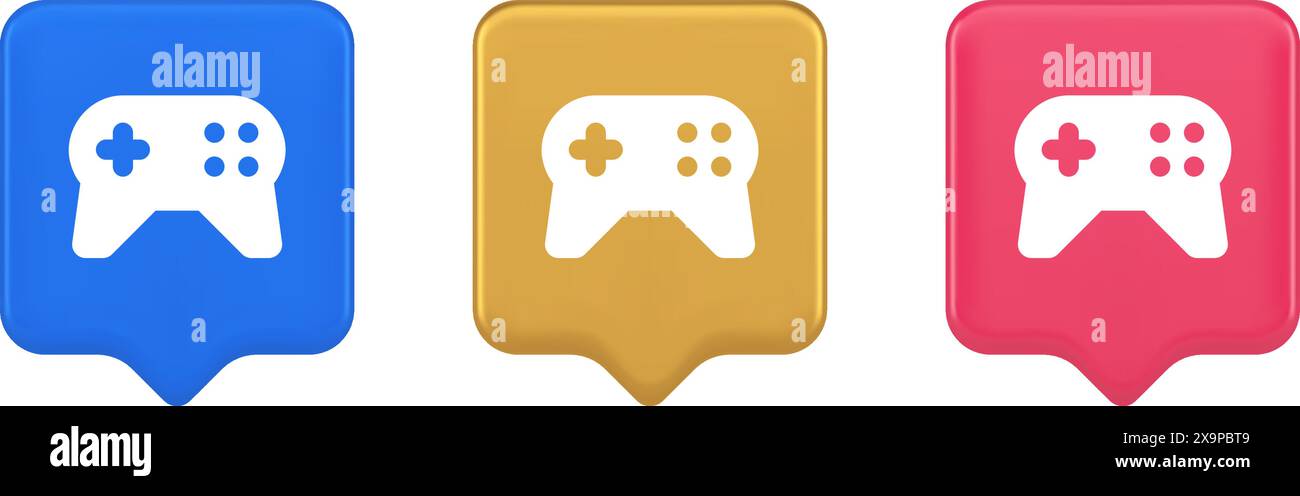 Gamepad controller virtual gaming connect button joystick joypad web app 3d realistic speech ...