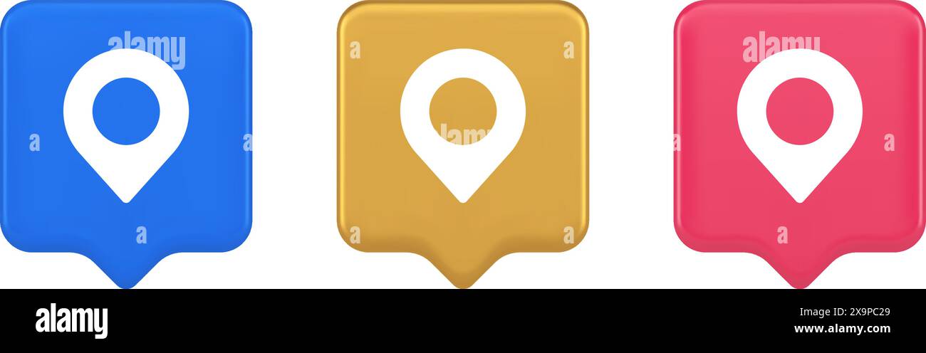 GPS map pin location service button application direction distance pointer 3d realistic speech ...
