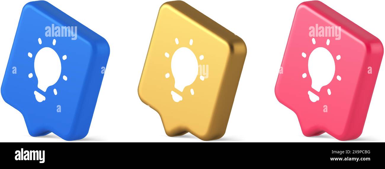 Light bulb illuminated innovation idea button brainstorming creative ...