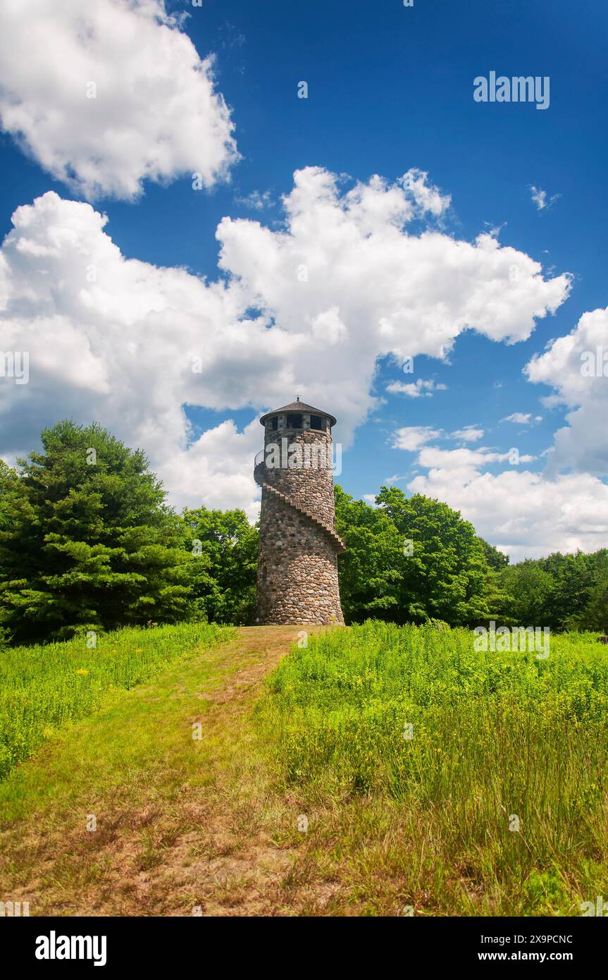 The landmark stone tower at Camp Columbia State park in Morris ...