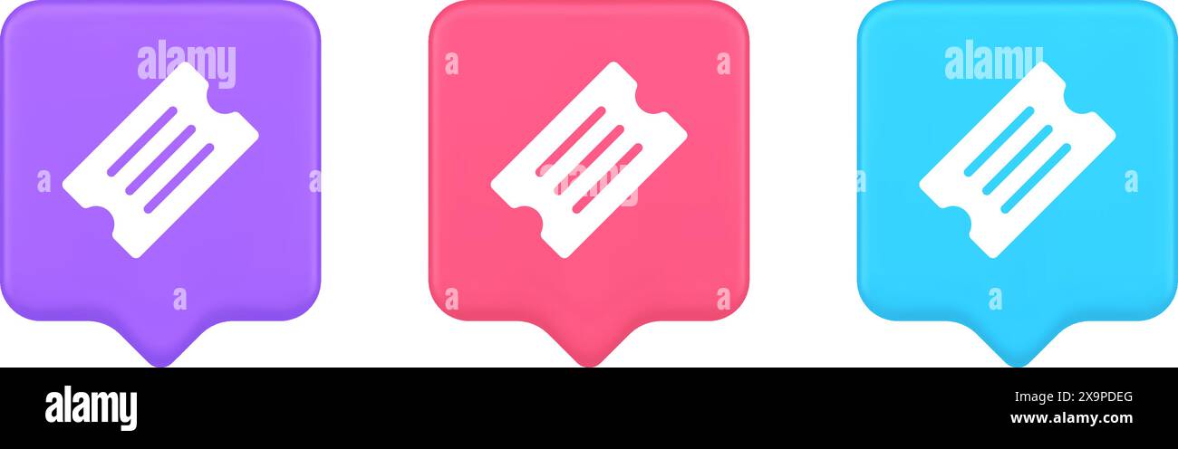 Ticket pass coupon raffle lottery cinema show entrance permission 3d ...