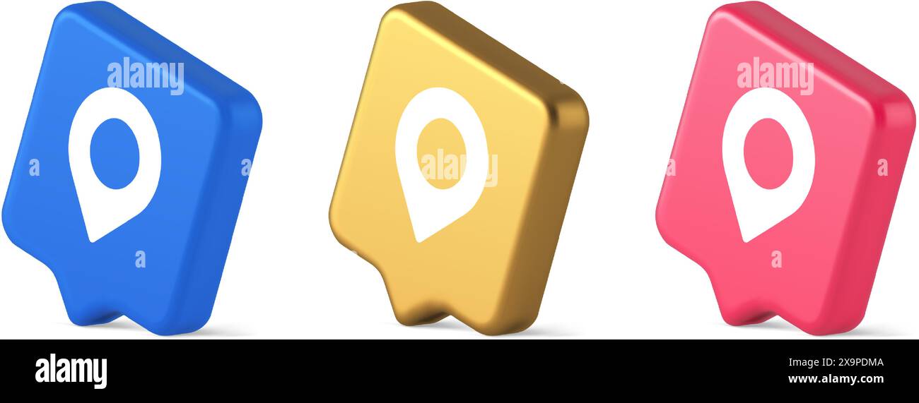 GPS map pin location service button application direction distance pointer 3d realistic speech ...