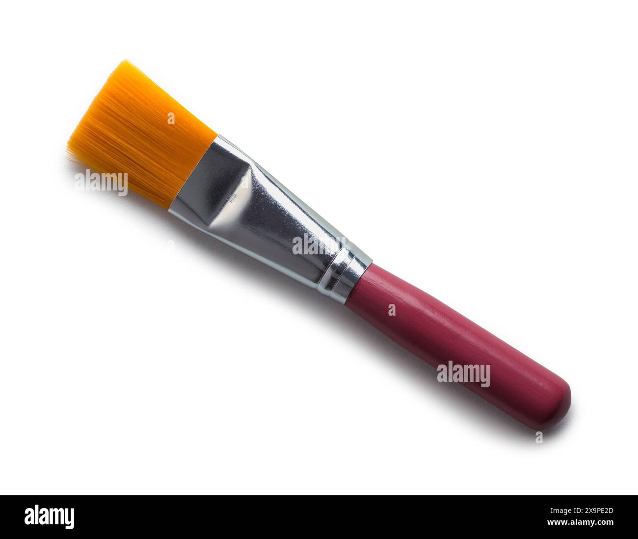 Short Red Paintbrush Top View Cut Out on White Stock Photo - Alamy