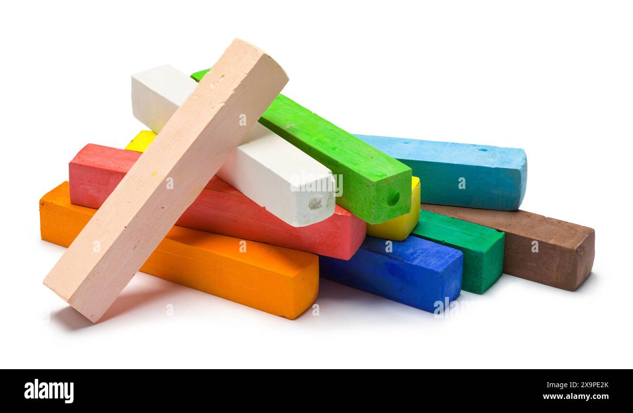 Pile of Pastel Sticks Cut Out on White Stock Photo - Alamy