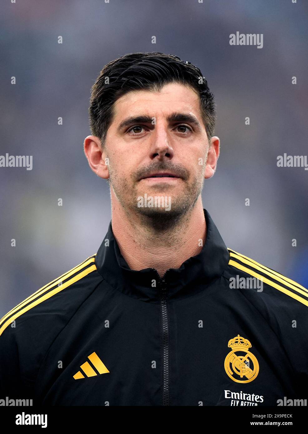 Real Madrid goalkeeper Thibaut Courtois ahead of the UEFA Champions ...