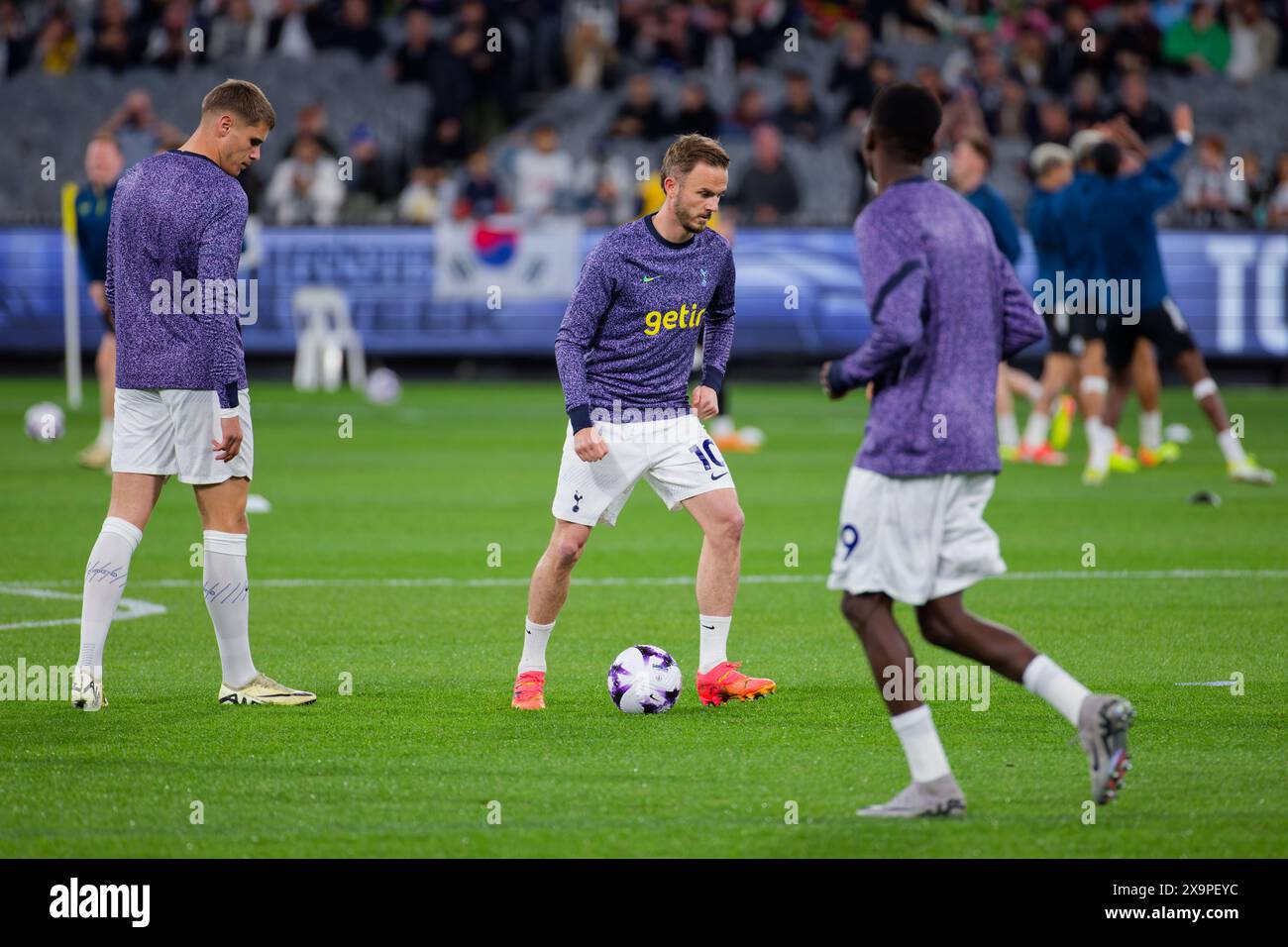 James Maddison of Tottenham warms up before the Exhibition match ...