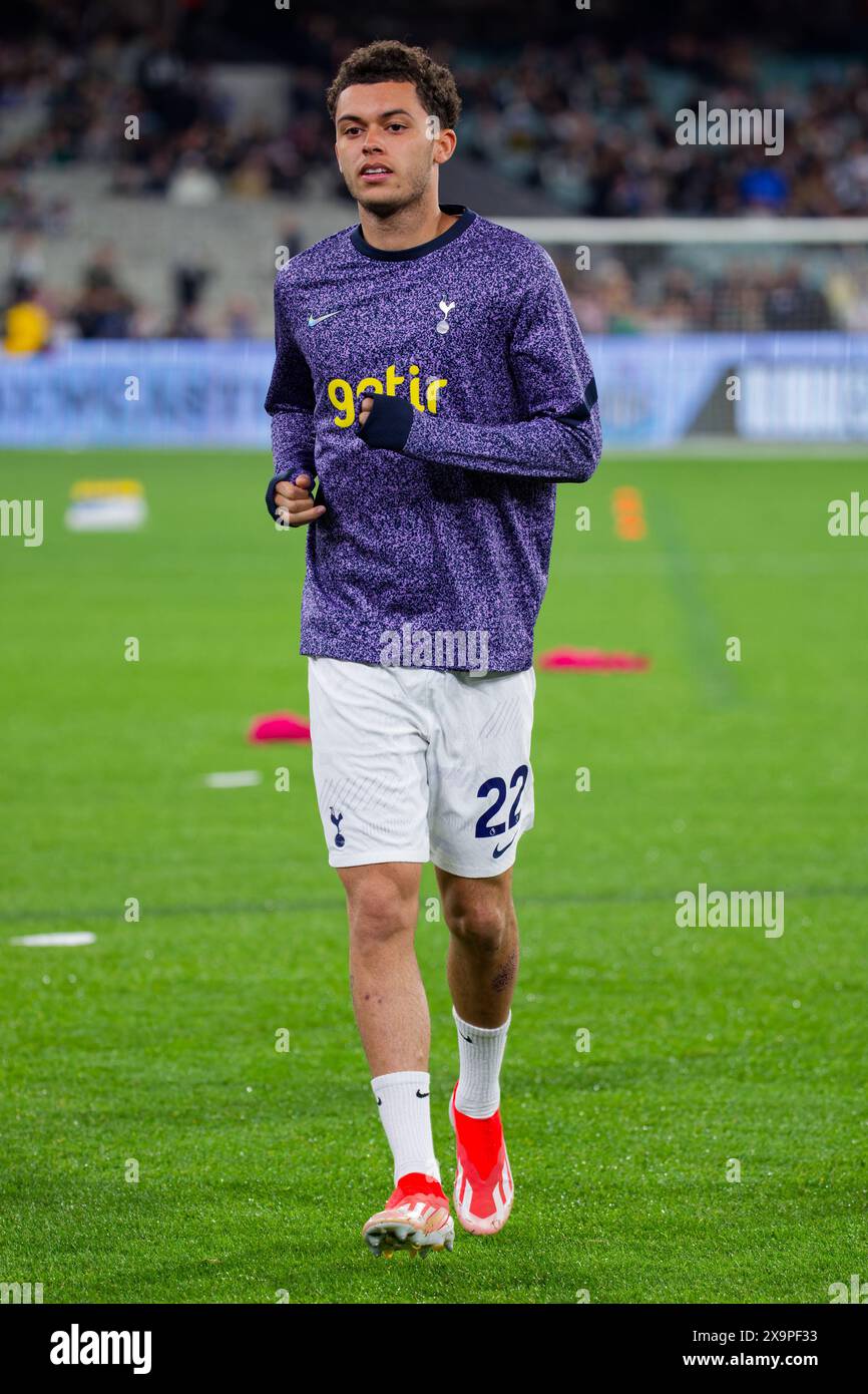 Brennan Johnson of Tottenham warms up before the Exhibition match ...