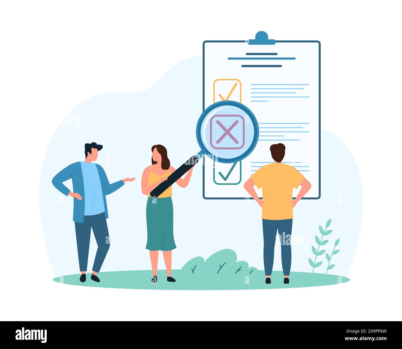Rejection of document and file, survey and test results analysis. Tiny ...