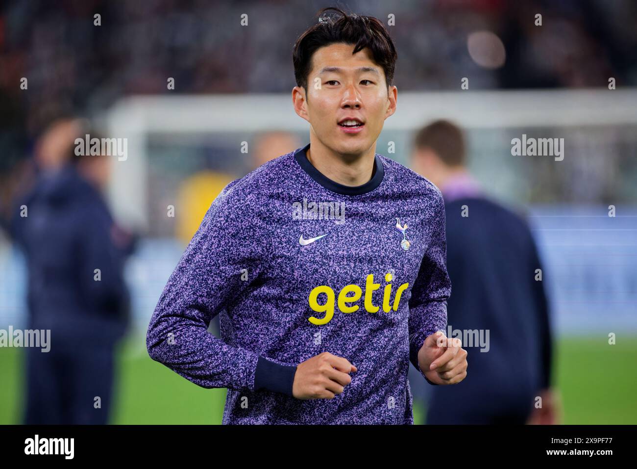 Heung Min Son of Tottenham warms up before the Exhibition match between ...