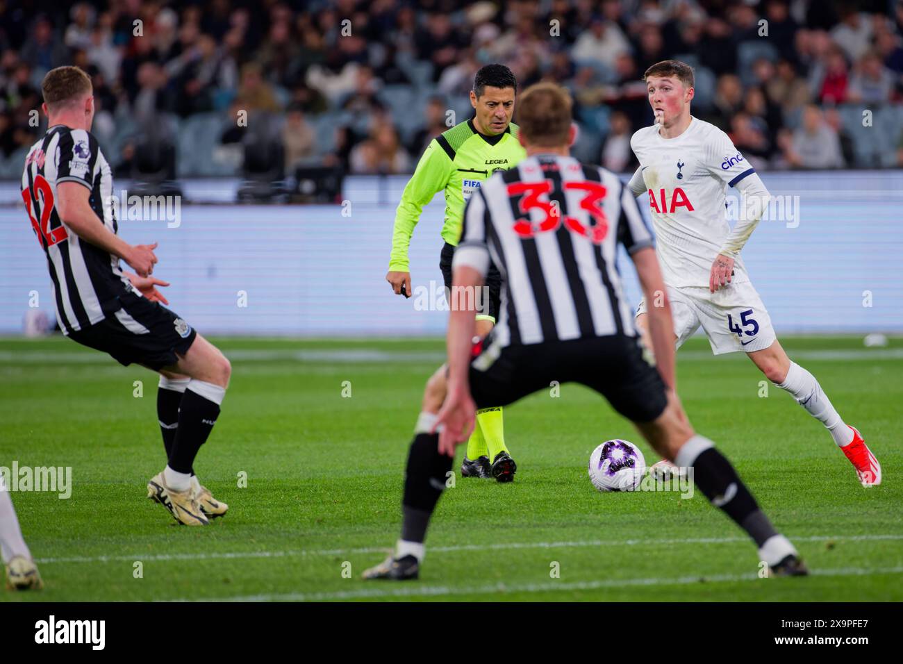 Alfie Devine of Tottenham controls the ball during the Exhibition match ...