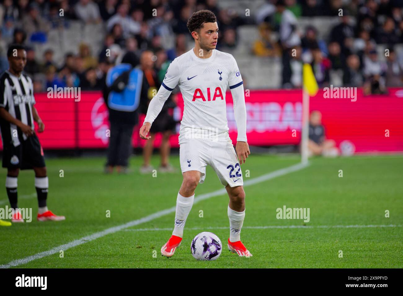 Brennan Johnson of Tottenham controls the ball during the Exhibition ...