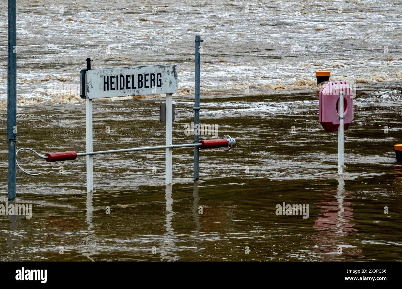 The river Neckar has left its banks in Heidelberg, Germany, Sunday ...