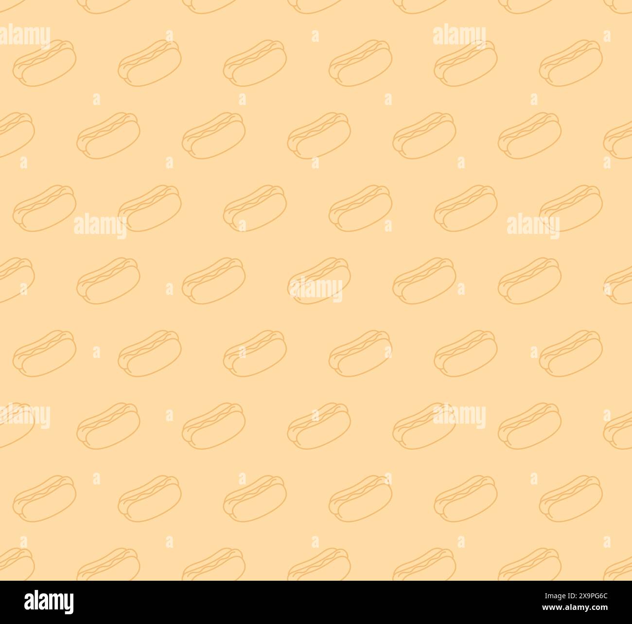 Hand drawn hotdog seamless pattern. Simple hot dog doodle background ...