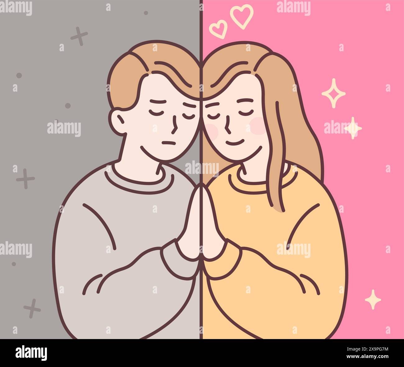 Mirror reflection of sad boy and happy girl. Gender dysphoria and ...