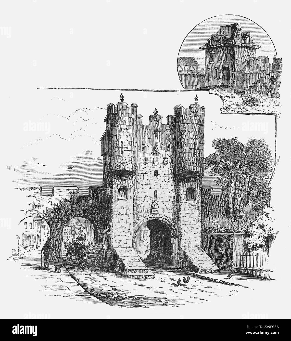 Micklegate Bar - The Red Tower, York, Engand as it appeared in the late ...