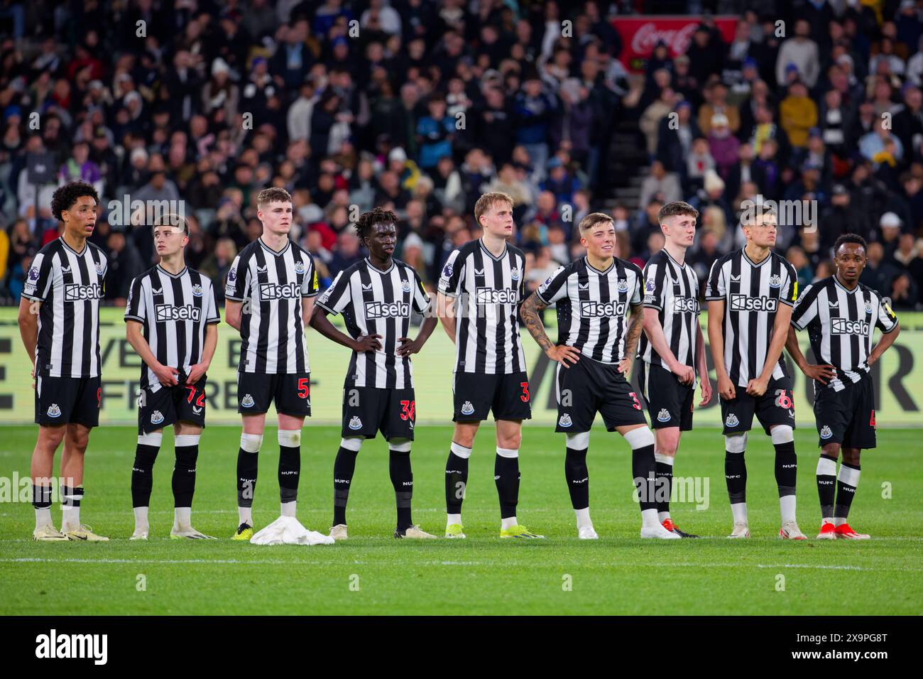 Newcastle United Players line up for penalties during the Exhibition ...