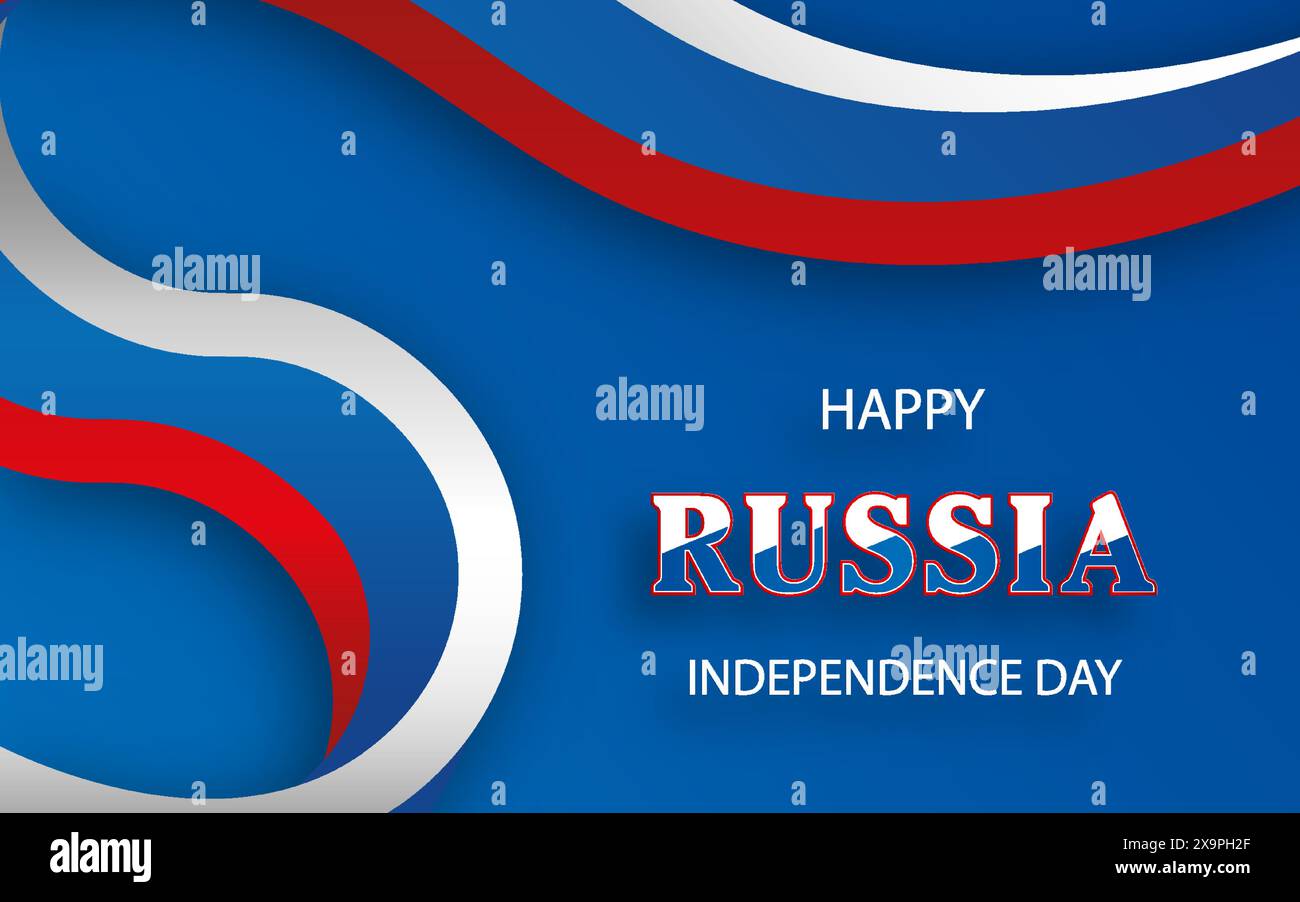 Happy Independence day of Russia card with bleu and red paper cut style ...