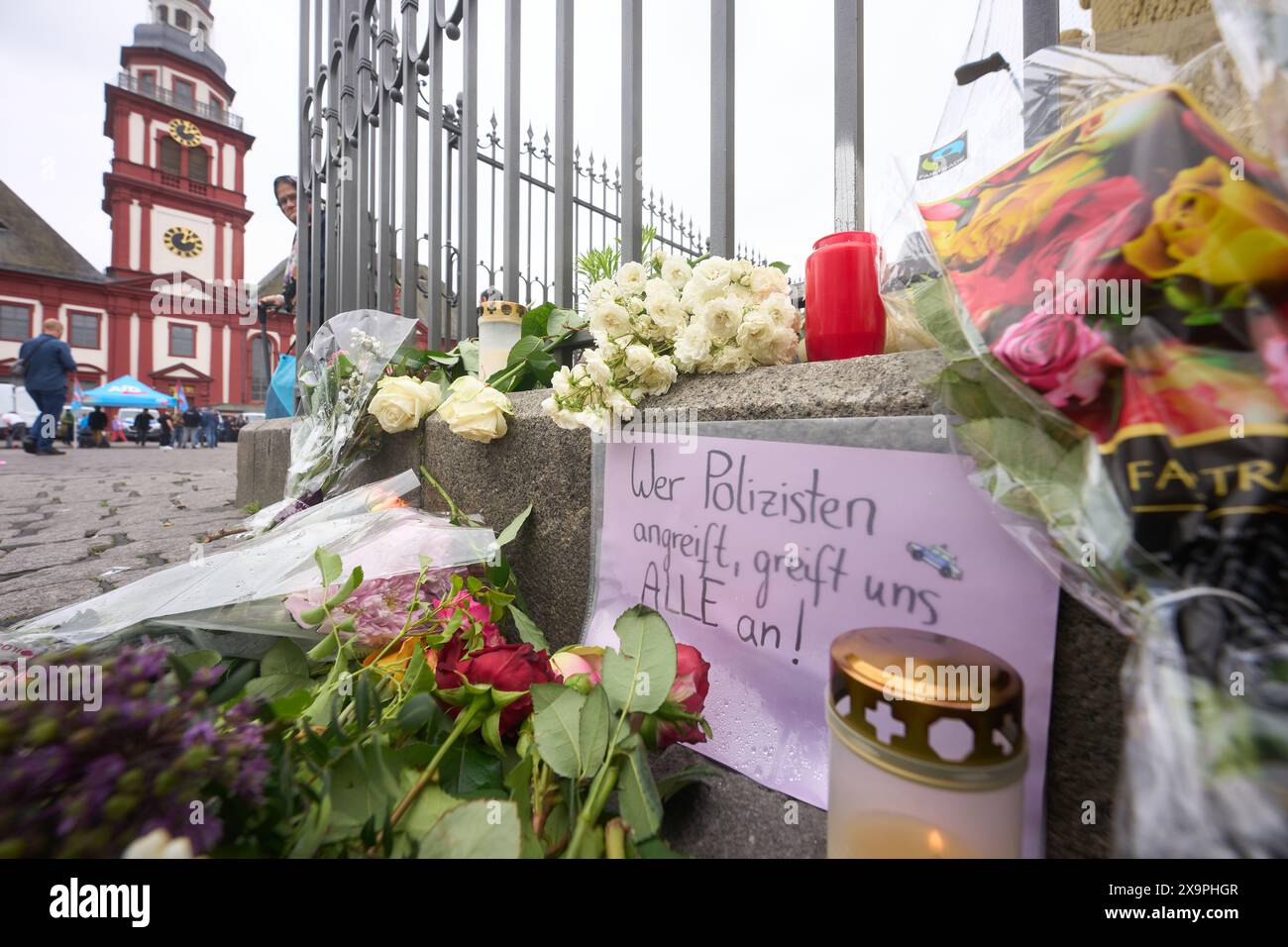 Mannheim, Germany. 02nd June, 2024. Candles and flowers commemorate the ...