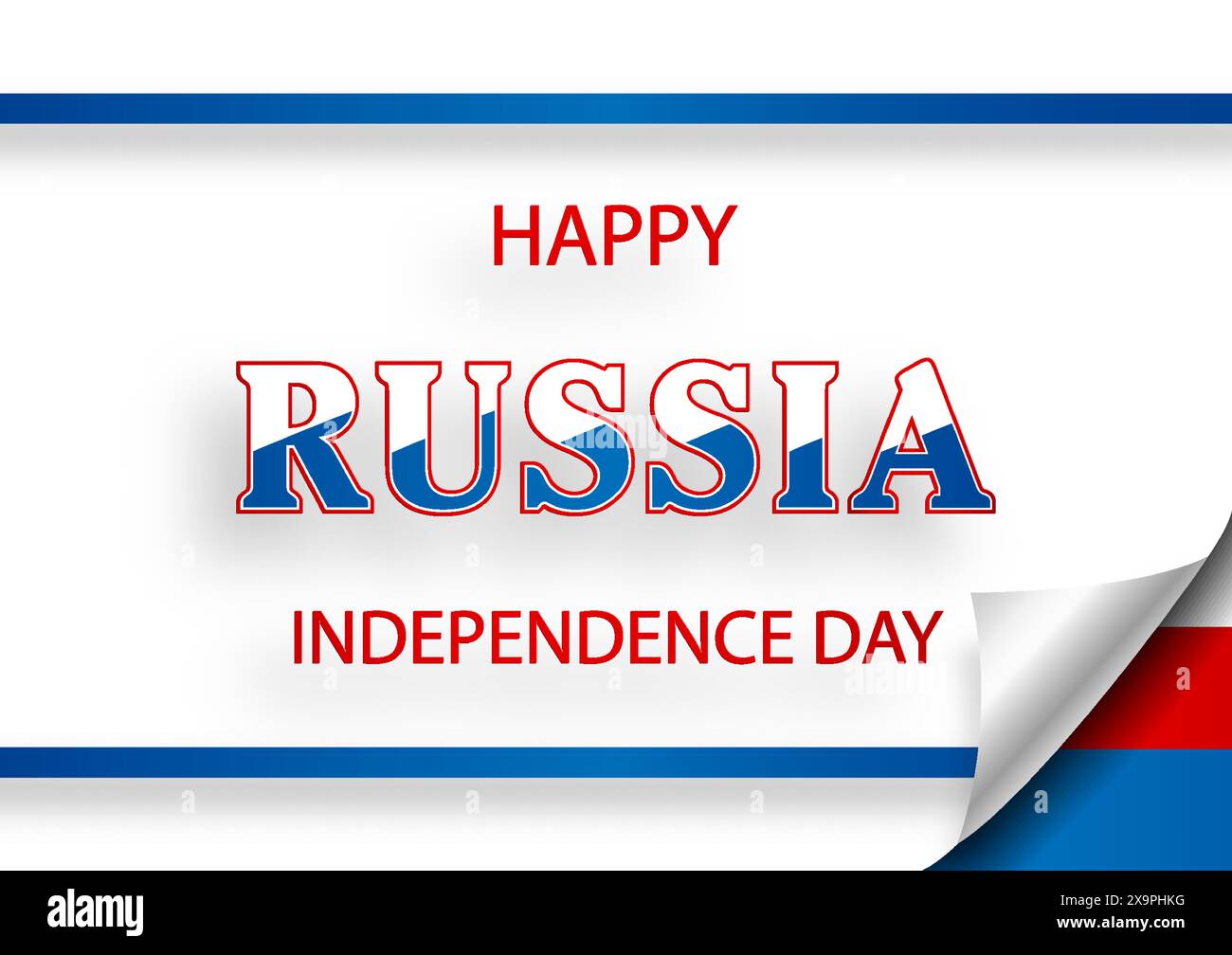 Happy Independence day of Russia card with bleu and red paper cut style ...
