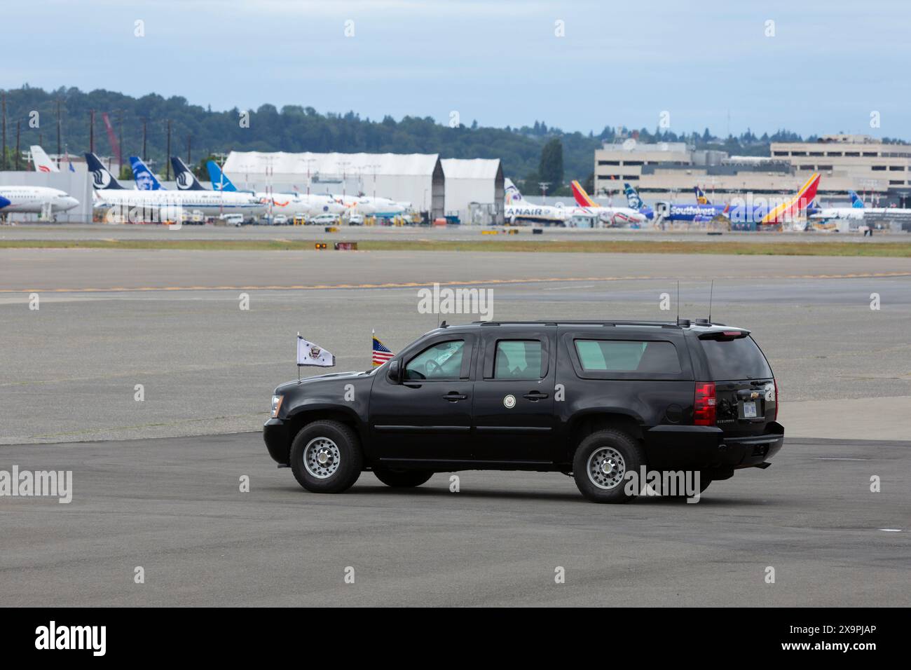 Seattle, Washington, USA. 1st June, 2024. The motorcade awaits the ...